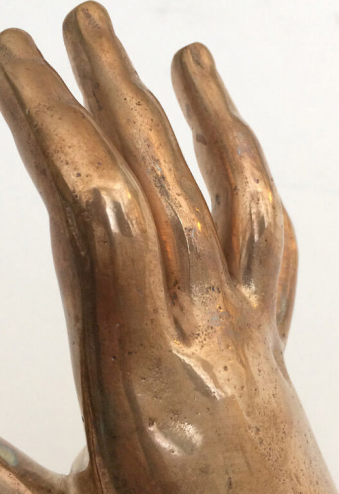 Beautiful Solid Brass Vintage Hand Sculpture of a Female Hand